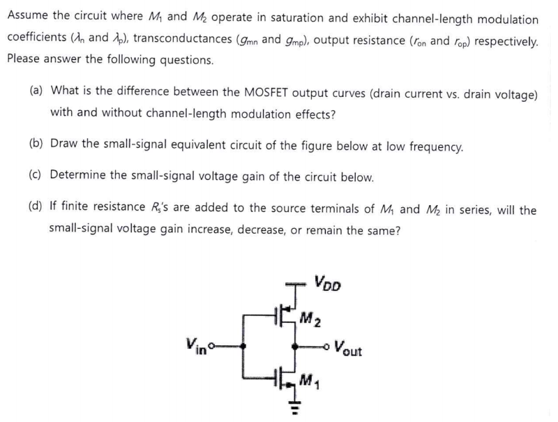Solved Assume the circuit where M1 ﻿and M2 ﻿operate in | Chegg.com