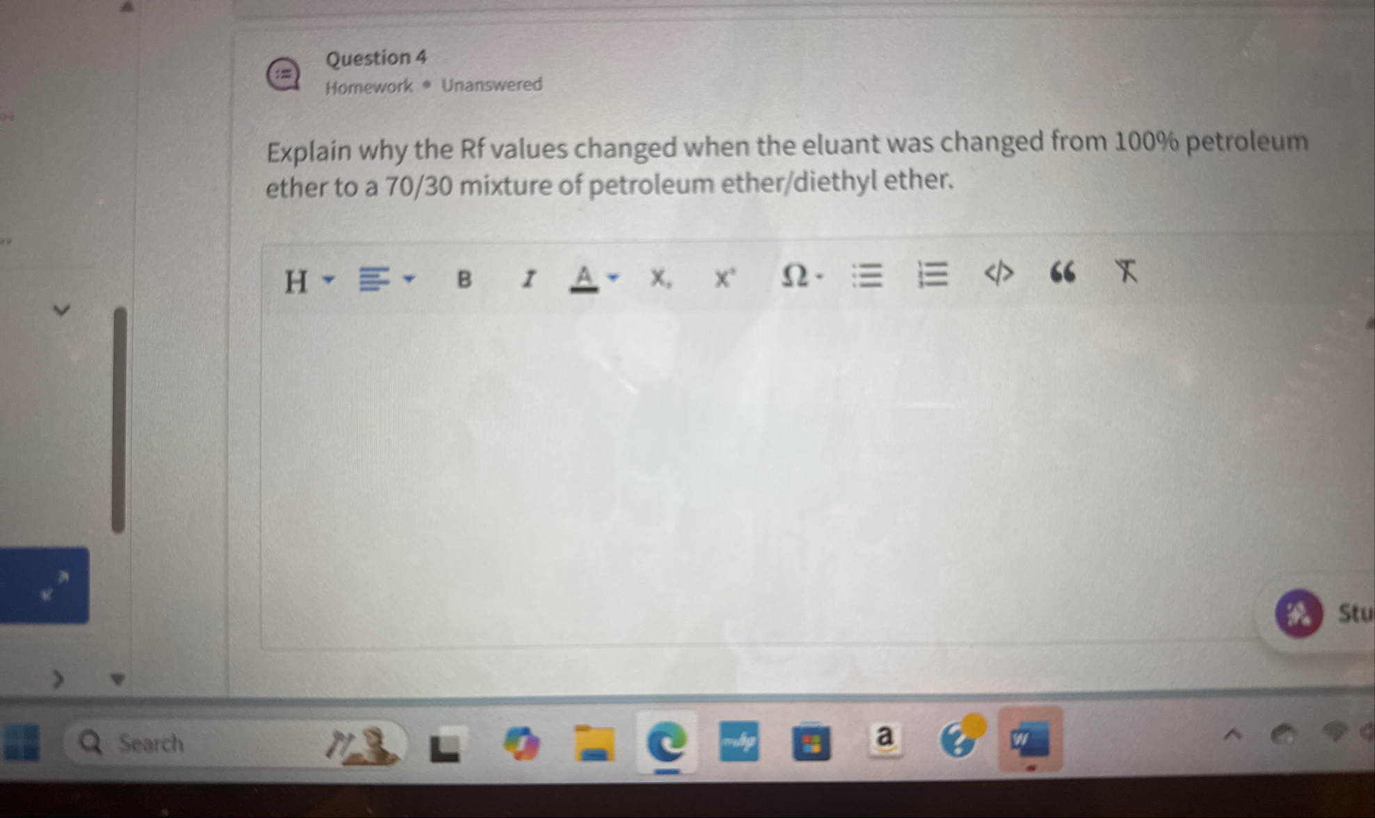 Solved Question 4Homework - ﻿UnansweredExplain why the Rf | Chegg.com