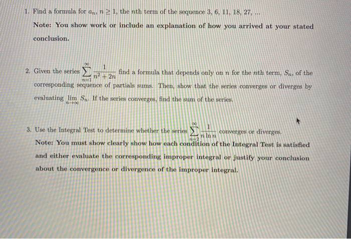 Solved 1. Find a formula for an, n 1, the nth term of the | Chegg.com
