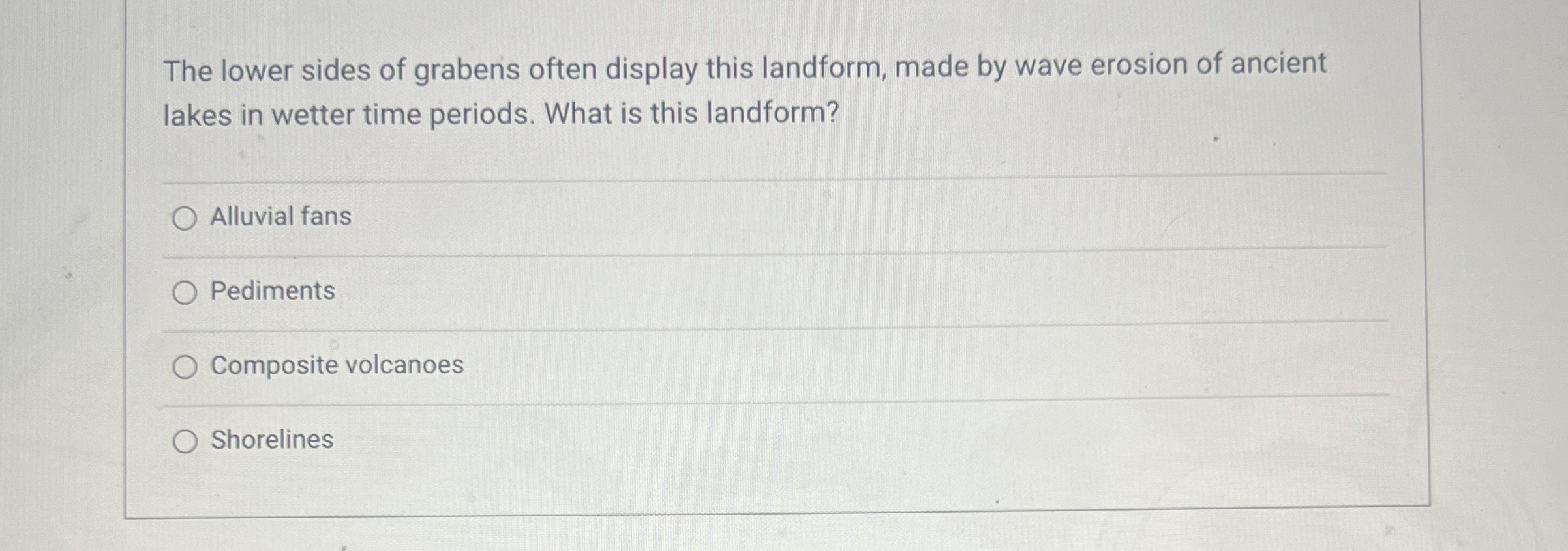 Solved The lower sides of grabens often display this | Chegg.com