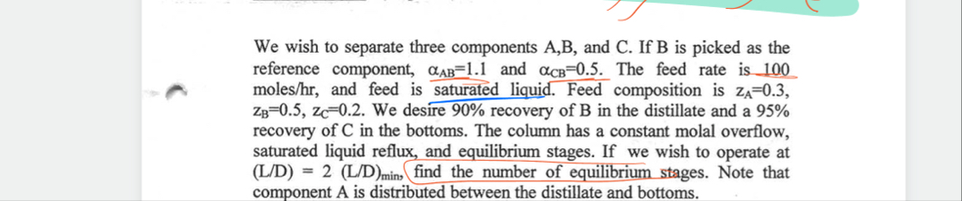 Solved We wish to separate three components A,B, ﻿and C . | Chegg.com