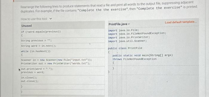 Solved Rearrange the following lines to produce statements | Chegg.com