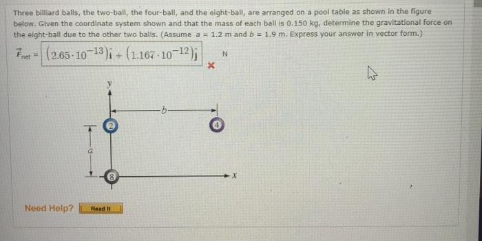 Solved Three billiard balls, the two-ball, the four-ball, | Chegg.com