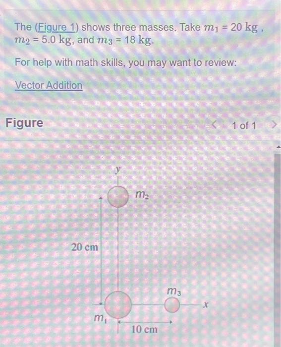 Solved The (Figure 1) shows three masses. Take m1=20 kg, | Chegg.com
