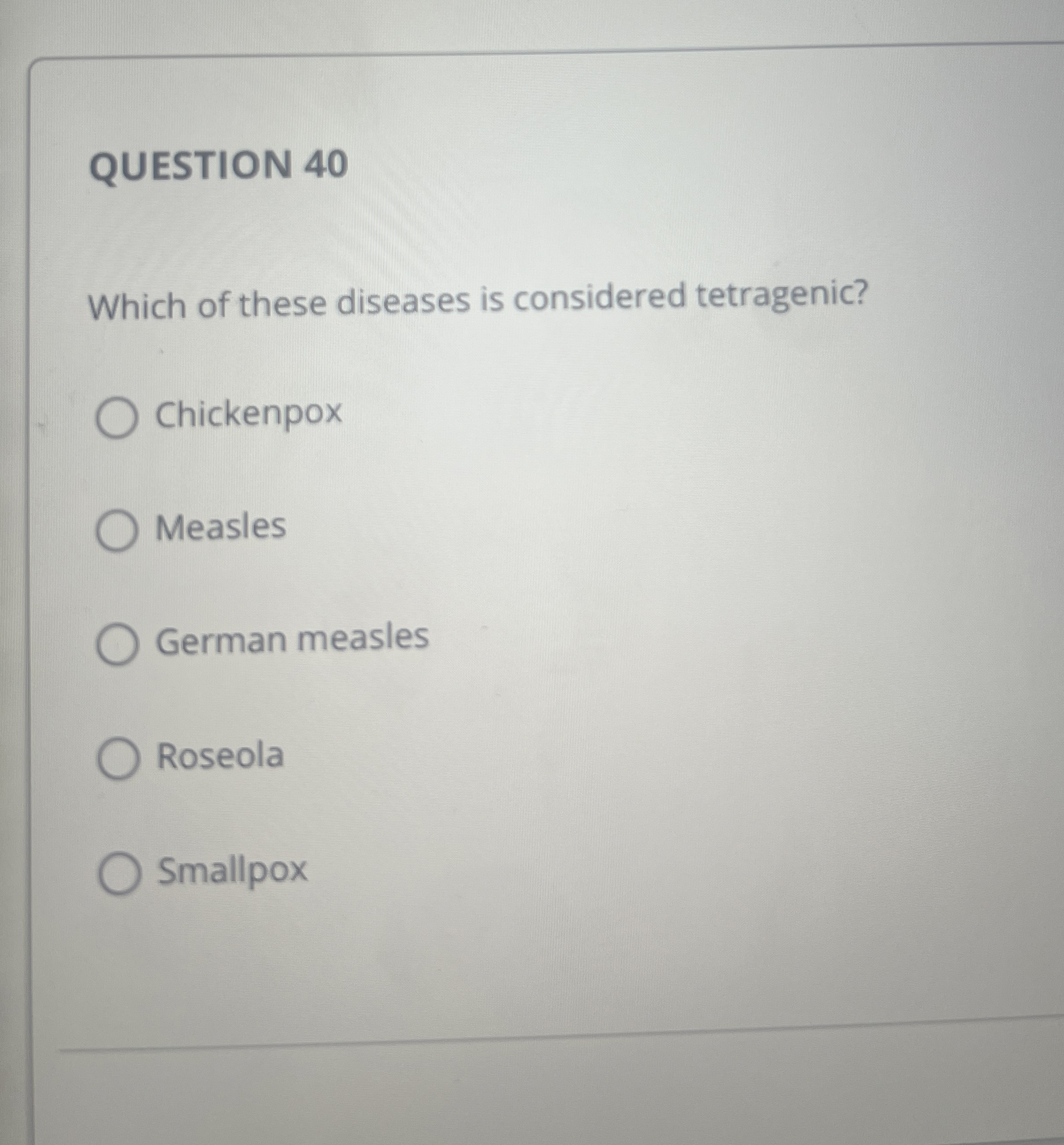 Solved QUESTION 40Which of these diseases is considered | Chegg.com