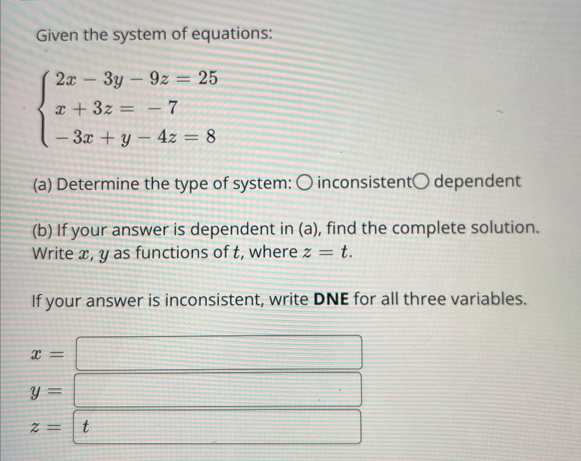 Given the system of | Chegg.com