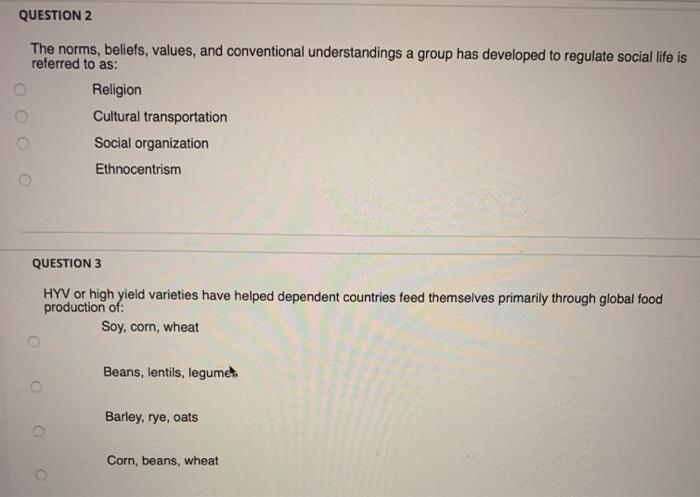 Solved QUESTION 2 The norms, beliefs, values, and | Chegg.com