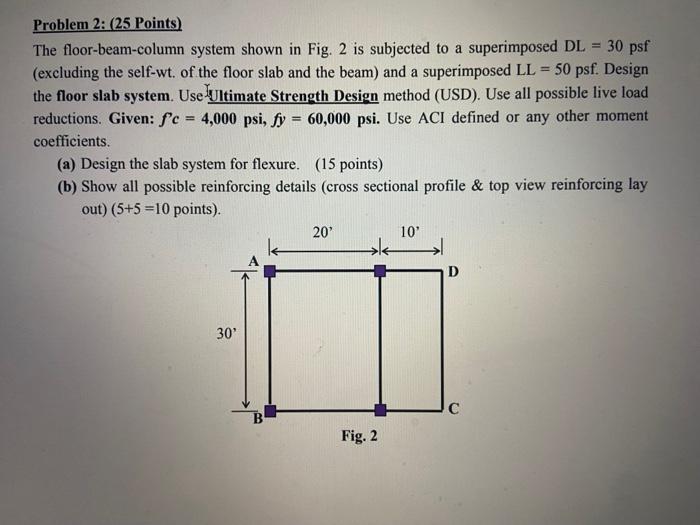 Solved 30 psf Problem 2: (25 Points) The floor-beam-column | Chegg.com