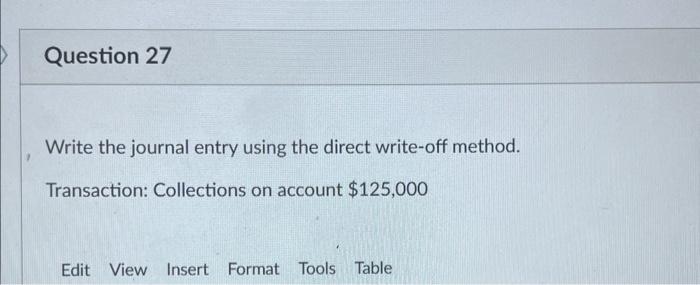 Solved Write the journal entry using the direct write-off | Chegg.com