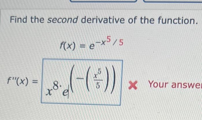 Solved Find the second derivative of the function. | Chegg.com