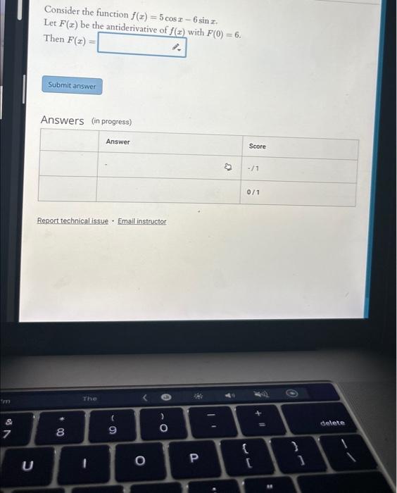 Solved Consider the function f(x)=5cosx−6sinx. Let F(x) be | Chegg.com
