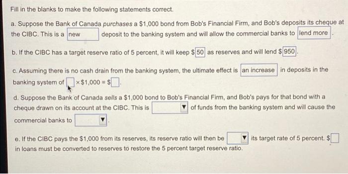 Solved Fill in the blanks to make the following statements | Chegg.com