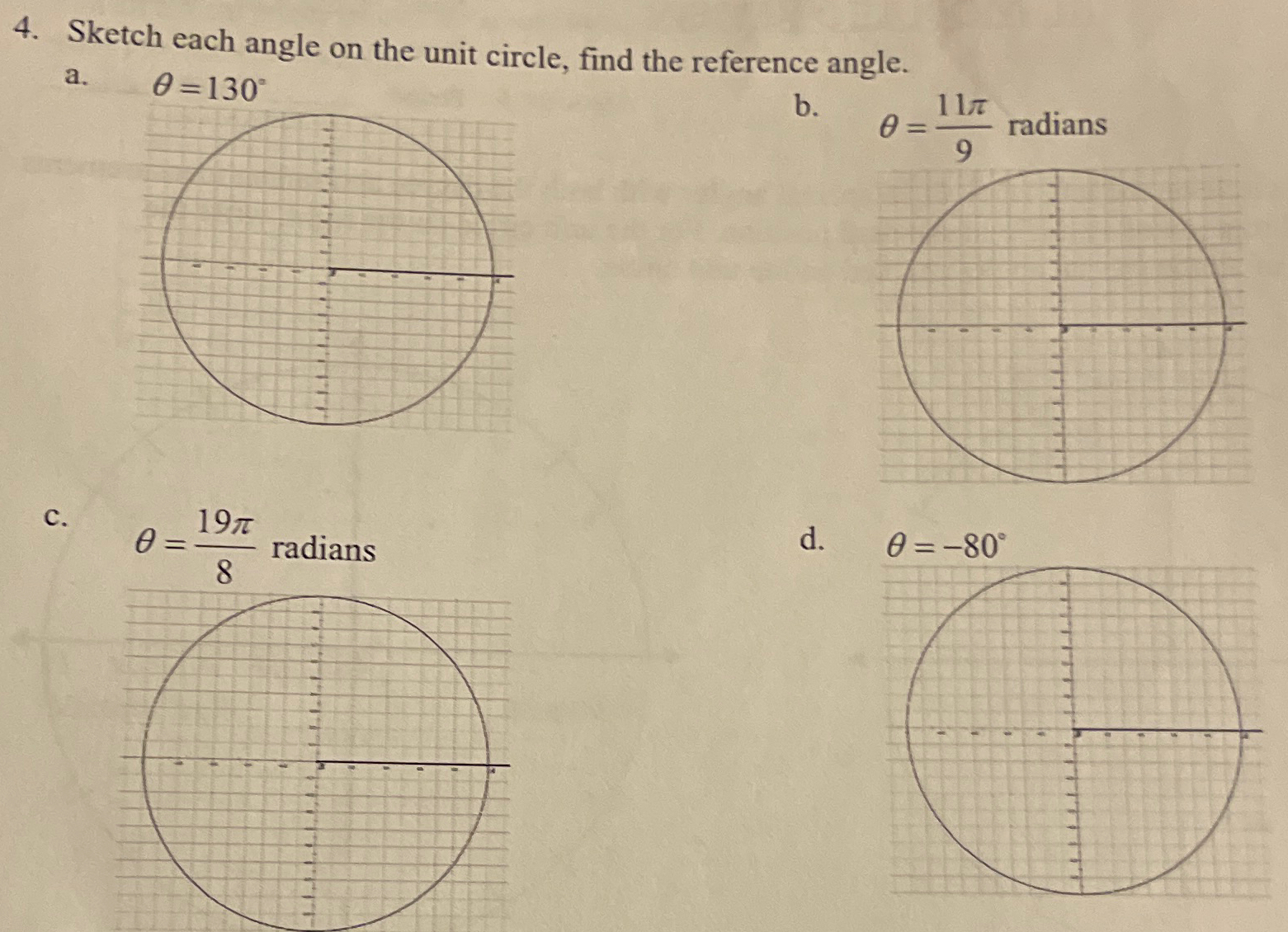 Solved Sketch each angle on the unit circle, find the | Chegg.com