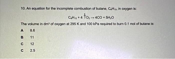Incomplete Combustion Reaction
