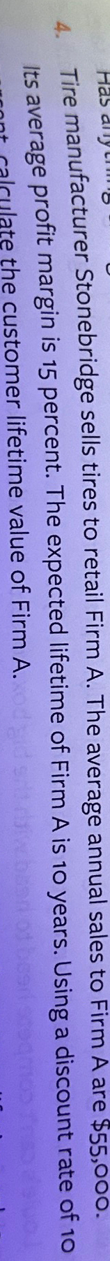 Solved Tire manufacturer Stonebridge sells tires to retail | Chegg.com