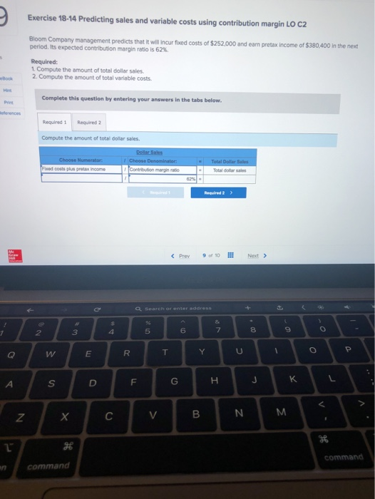 Solved Exercise 18-14 Predicting sales and variable costs | Chegg.com