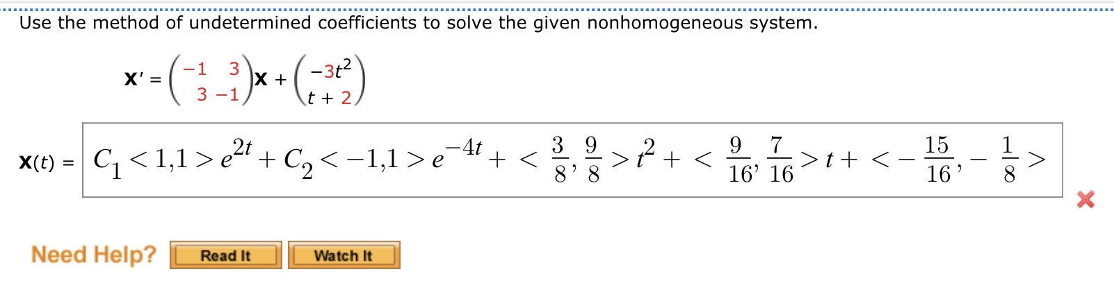 Solved Use the method of undetermined coefficients to solve | Chegg.com