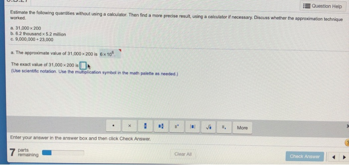 Solved Question Help Estimate the following quantities | Chegg.com
