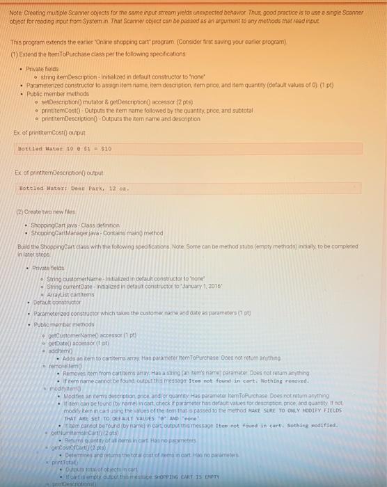 Solved Note: Creaning multiple Scanner objects for the same | Chegg.com