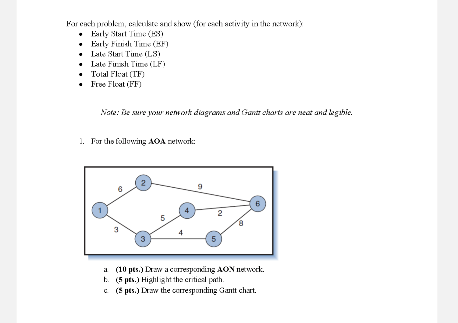 Solved For each problem, calculate and show (for each | Chegg.com