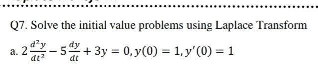 Solved Q7. Solve the initial value problems using Laplace | Chegg.com