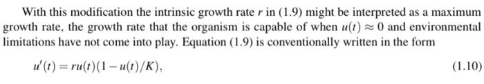Solved With this modification the intrinsic growth rate r in | Chegg.com