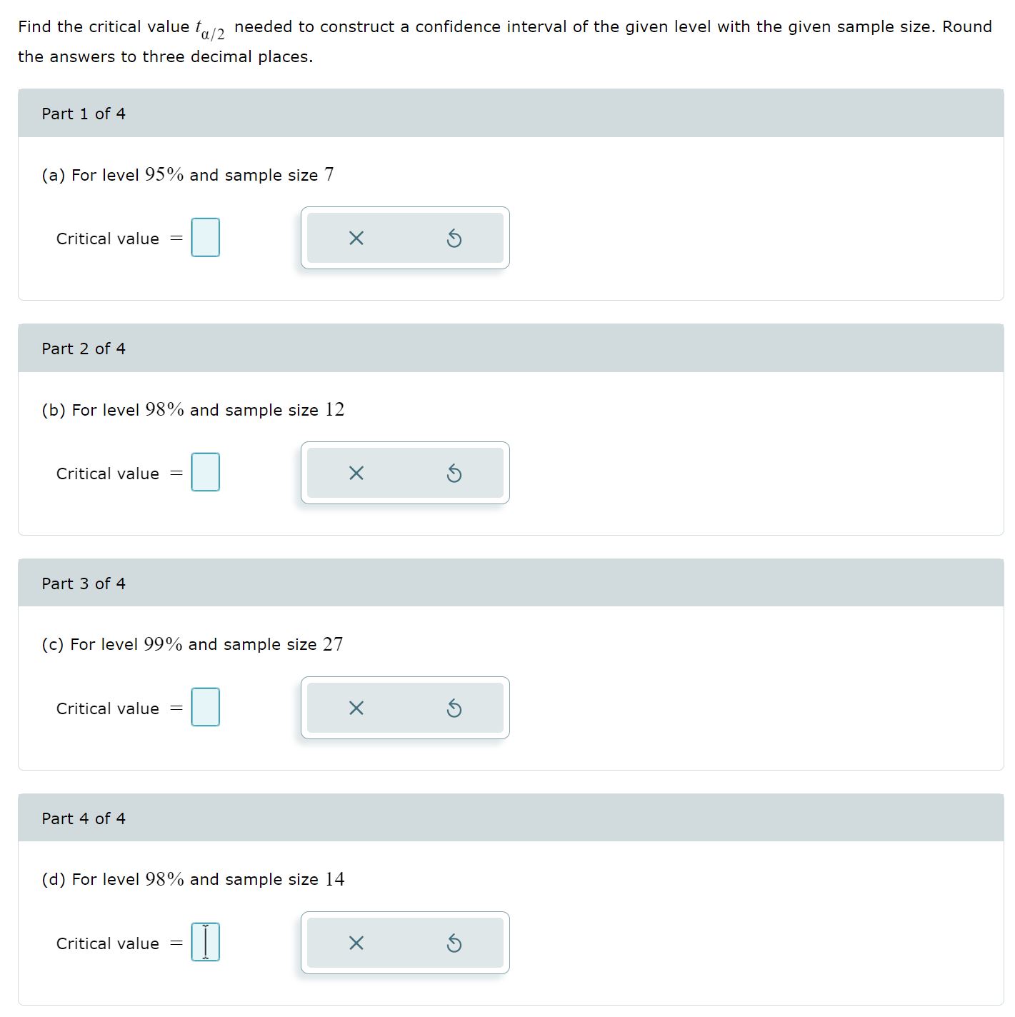 Solved Find the critical value tα2 ﻿needed to construct a | Chegg.com