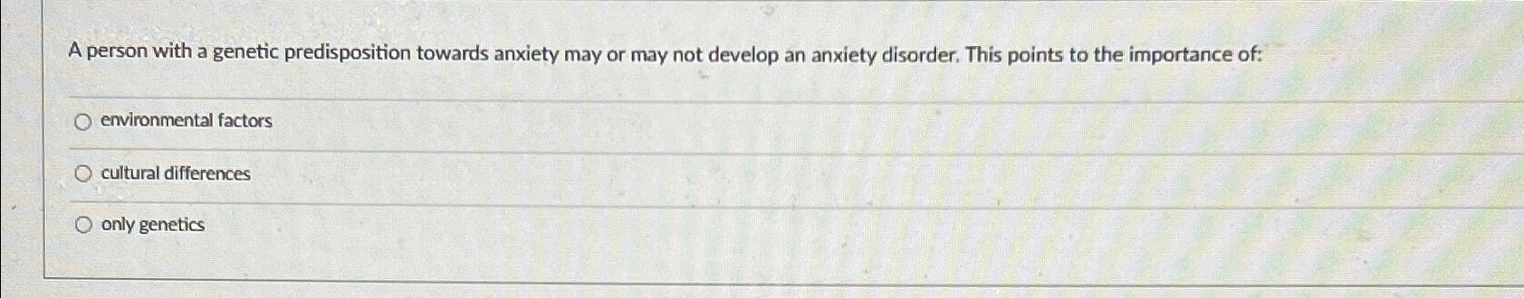 Solved A person with a genetic predisposition towards | Chegg.com