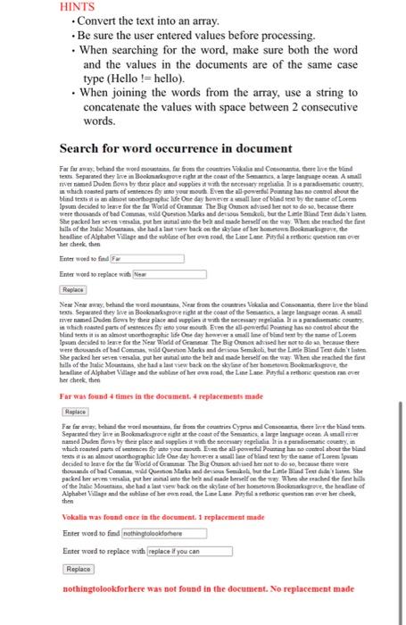 Solved 2. Write html and JavaScript that will accept a word | Chegg.com