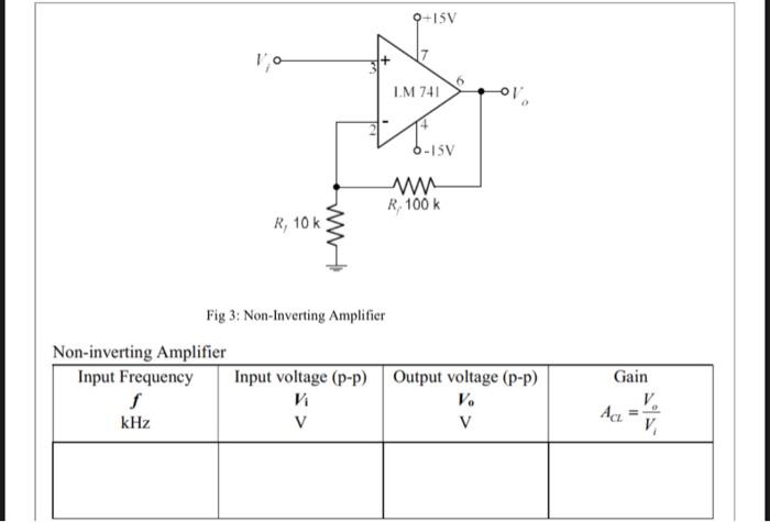 Solved Fig 3: Non-Inverting Amplifier Non-invertino | Chegg.com