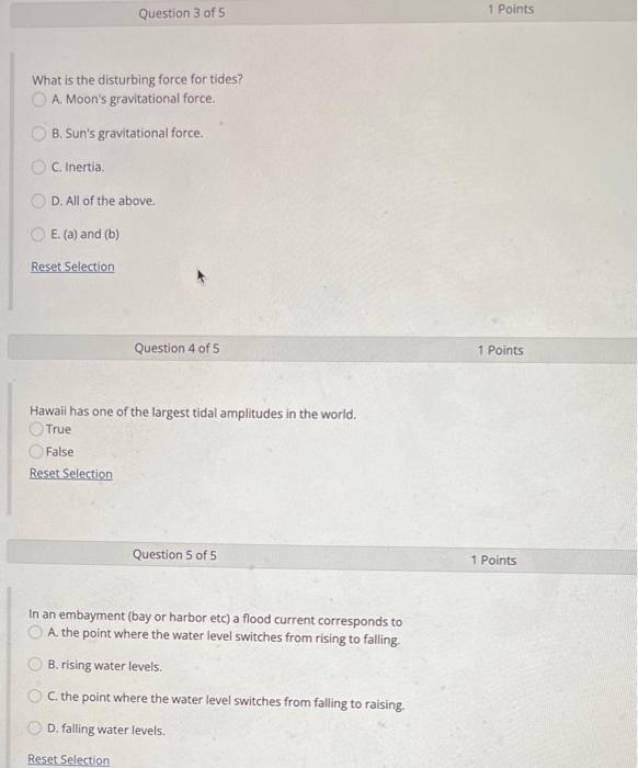 Solved Question 3 of 5 1 Points What is the disturbing force | Chegg.com