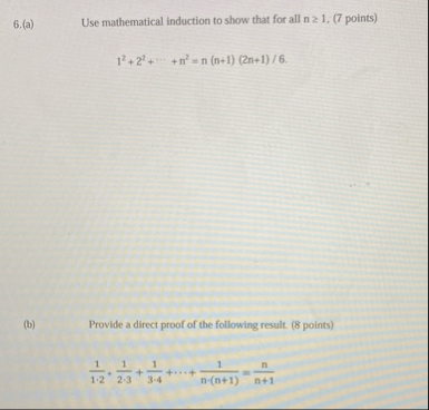 (a) ﻿Use mathematical induction to show that for all | Chegg.com