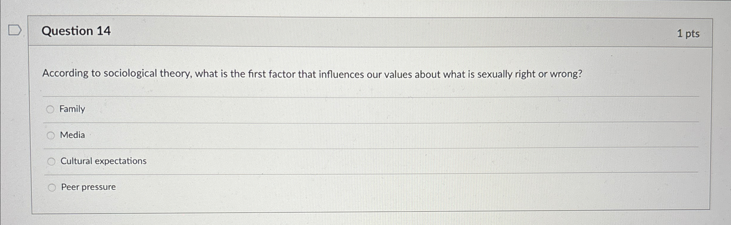 Solved Question 141 ﻿ptsAccording to sociological theory, | Chegg.com