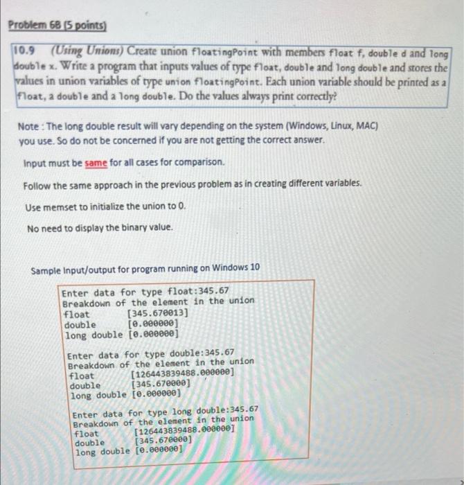 Solved Problem 68 15 points 等。 10.9 (Using Unions) Create | Chegg.com