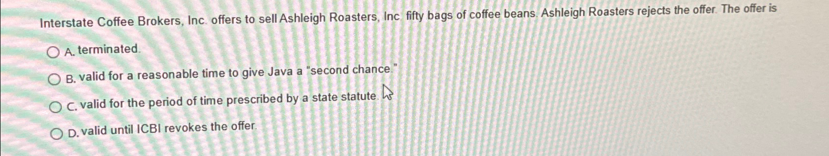Solved Interstate Coffee Brokers, Inc. offers to sell | Chegg.com