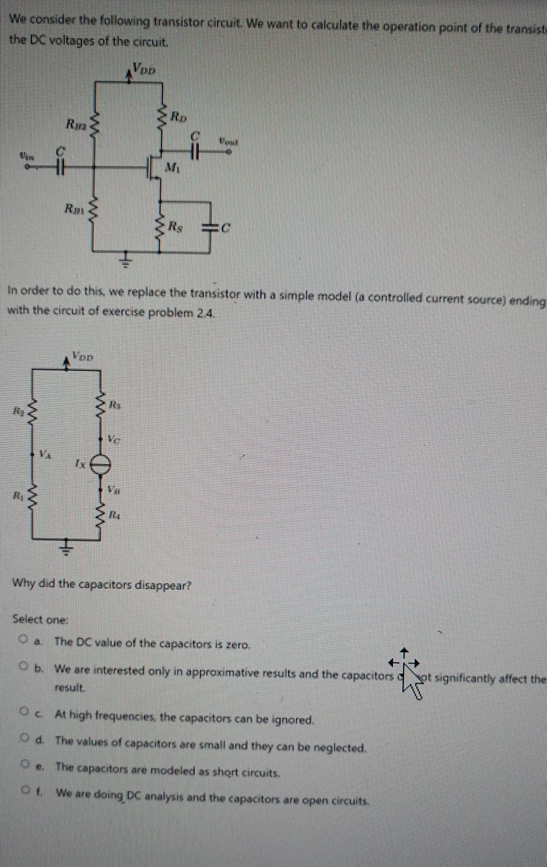 Solved We consider the following transistor circuit. We want | Chegg.com