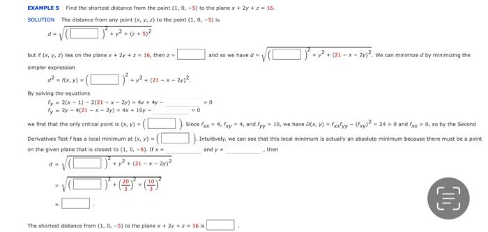 Solved EXAMPLE 5 Find the shortest distance from the point | Chegg.com
