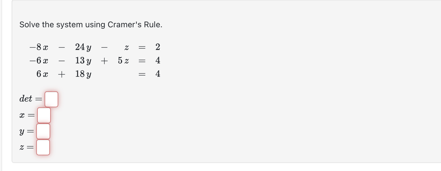Solved Solve the system using Cramer's | Chegg.com