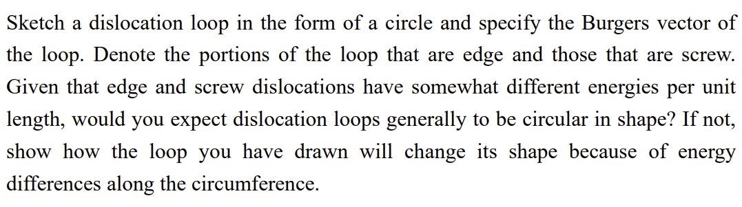 Sketch a dislocation loop in the form of a circle and | Chegg.com Sketch a dislocation loop in the form of a circle and | Chegg.com