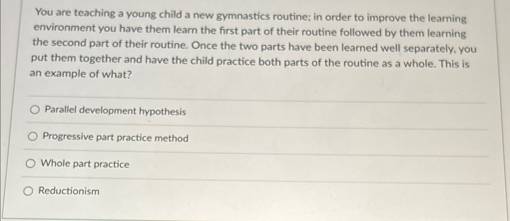 Solved You are teaching a young child a new gymnastics | Chegg.com