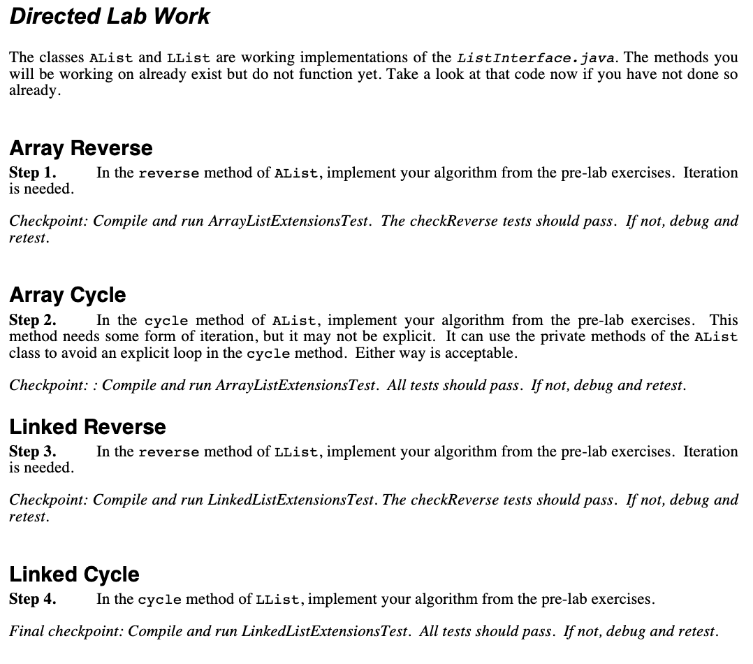 Solved Directed Lab WorkThe classes AList and LList are | Chegg.com