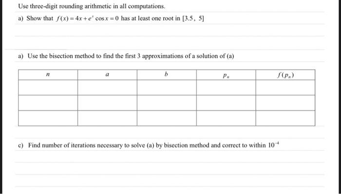 Solved Use three-digit rounding arithmetic in all | Chegg.com