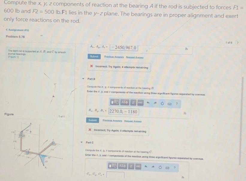 Solved Compute the x,y,z ﻿components of reaction at the | Chegg.com