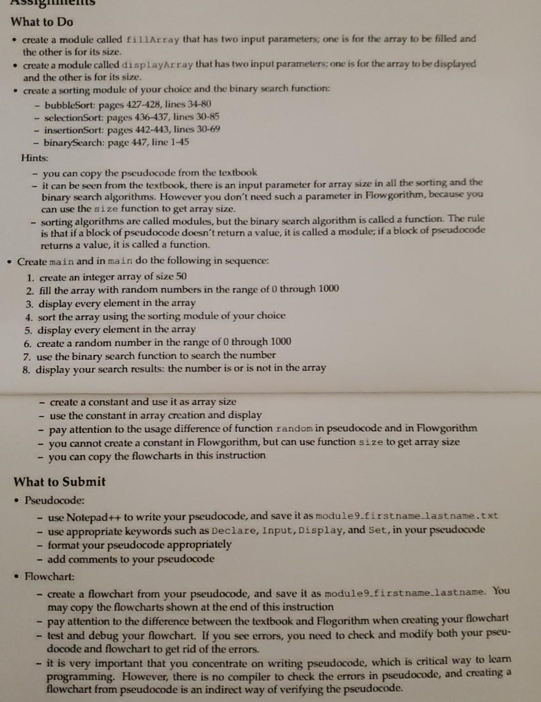 Solved What to Do • create a module called fillArray that | Chegg.com