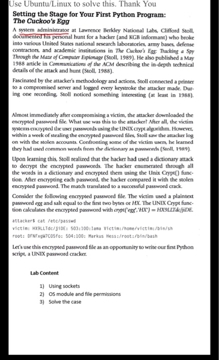 Solved Use Ubuntu/Linux to solve this. Thank You Setting the | Chegg.com