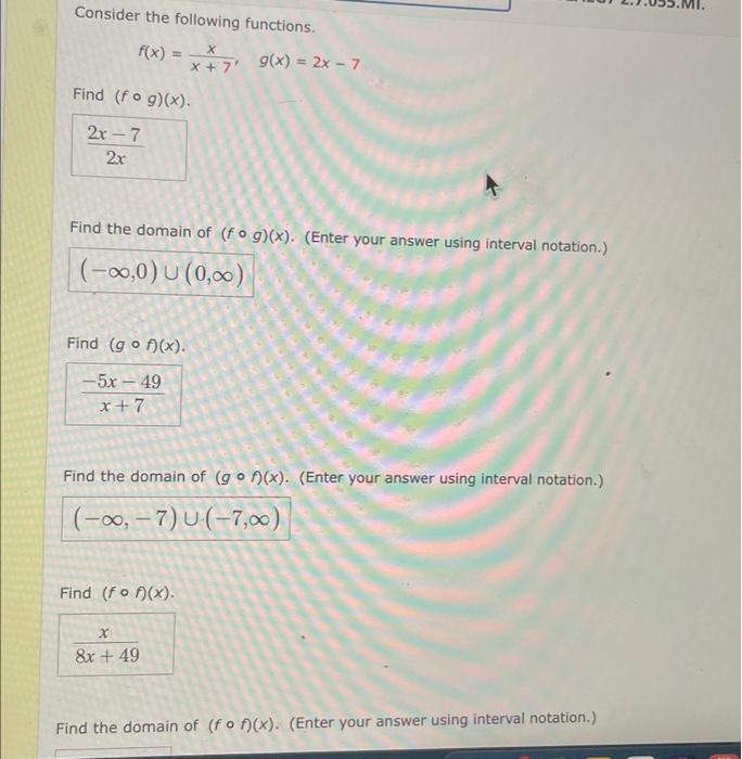 Solved find domain of (f o f) (x) (answer in interval | Chegg.com