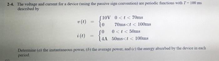 Solved 2-6. Determine the average power absorbed by a 12−V | Chegg.com