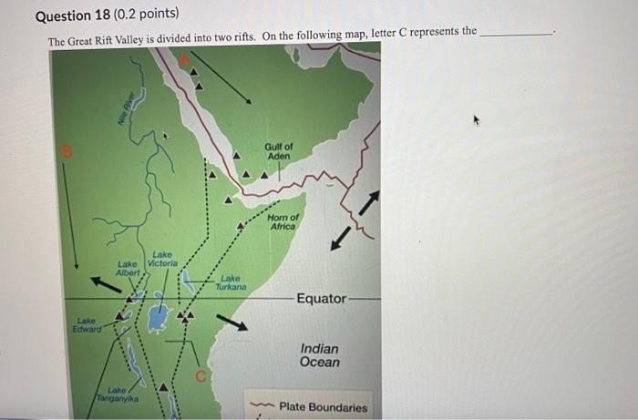 Solved Question 18 (0.2 points) Western Rift Valley Eastern | Chegg.com