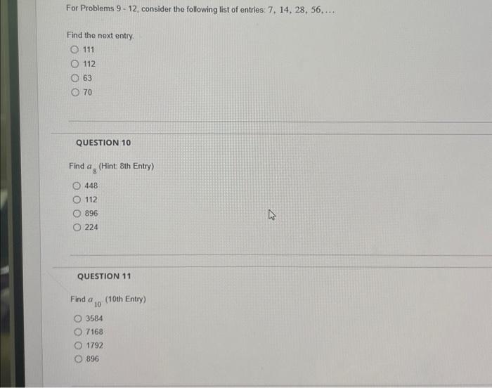 Solved For Problems 9 - 12, consider the following list of | Chegg.com