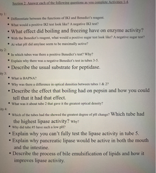 Section 2: Answer each of the following questions as | Chegg.com
